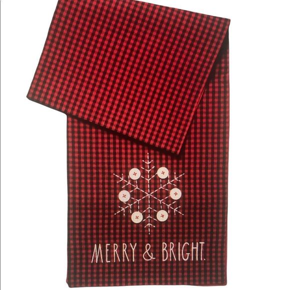 Rae Dunn | Dining | Rae Dunn Red Black Checkered Design Table Runner ...